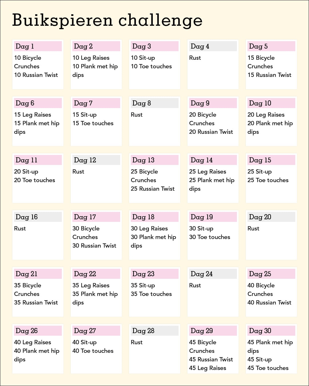 30 day ab challenge: buikspieroefeningen + schema | a.s.r. Vitality